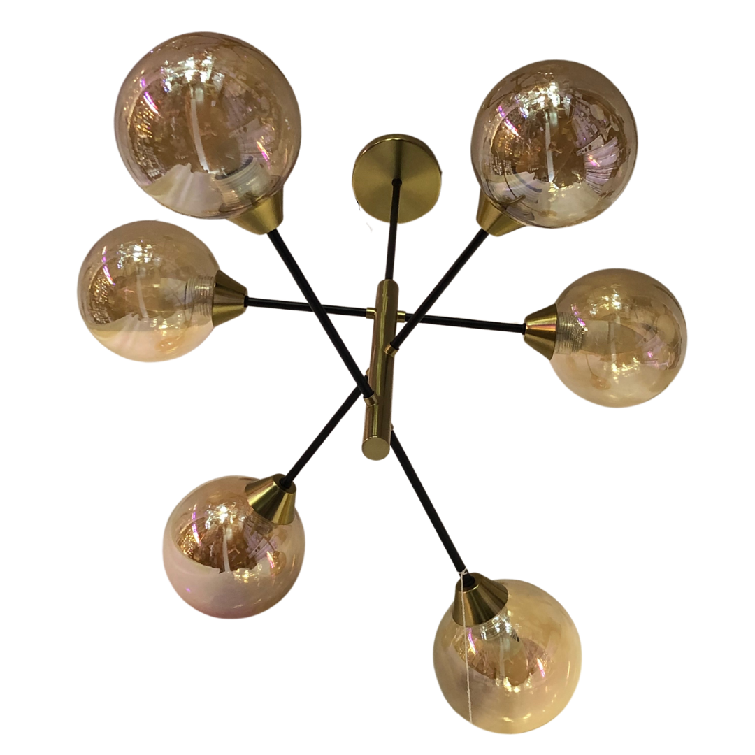 LÁMPARA VINTAGE ESFERAS ENTRECRUZADAS ÁMBAR 6 LUCES – dixtoniluminacion
